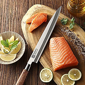 KEEMAKE Sashimi Sushi Knife Japanese 10.5 inch Yanagiba Knife,Japanese VG10 Stainless Steel Single Bevel Blade, Perfect Rosewood Handle Filleting & Slicing Knife