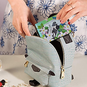 susiyo Spring Bird Flower Birdhouse Credit Card Wallet, RFID Blocking Compact Women Leather Card Holder Zipper Purse