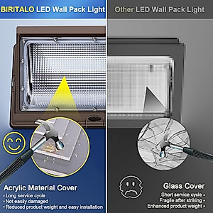 BIRITALO 300W LED Parking Lot Light 3 Pack and 120W LED Wall Pack Light 6 Pack with Dusk-to-Dawn Photocell