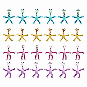 Pop Tube Fidget Toy, Giraffe Tube Toy, Telescopic Suction Cup Tube Giraffe Toy, Cartoon Telescopic Pipe Giraffe, Giraffe Toy Educational, Cartoon Puzzle Parent-Child Interactive Toy (24PC Multicolor)