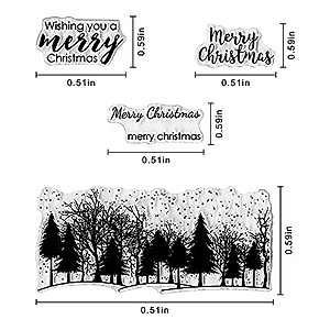 Christmas Forest Clear Stamps and Die Cuts for Card Making and Photo Album Decorations, Trees Blessing Words Transparent Rubber Stamps and Cutting Dies Seal for DIY Scrapbooking