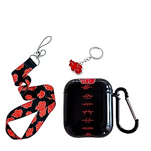 with Red Cloud Lanyard Keychain Airpods 1/2 Case Cover，Personalised Anime and Unique IMD Process TPU Soft AirPods Case