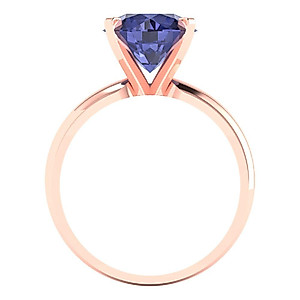 Clara Pucci 2.5 ct Round Cut Solitaire VVS1 Blue Tanzanite Wedding Bridal Designer Anniversary Engagement Ring 14k Rose Gold Size 5.5