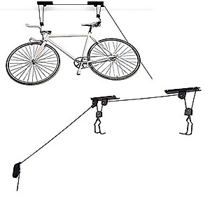 HOMEE Bike Lift, Heavy Duty Bicycle Ceiling Hook Mount Hoist Storage for Garage/Shed, Vertical Bike Holder Indoor Hanging System with Screw