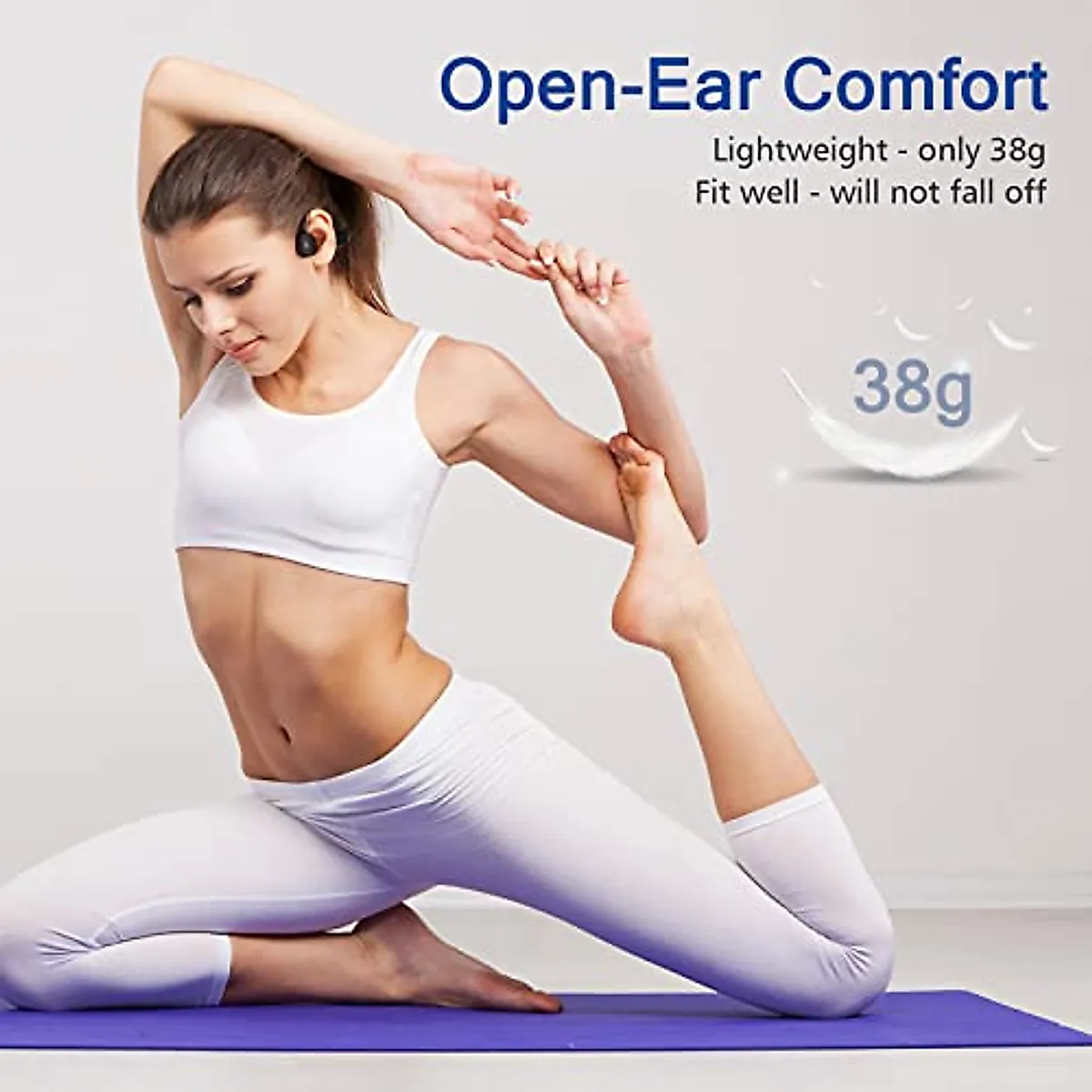 MKJ Bone Conduction Headphones Bluetooth 5.1 - Open Ear Inductive Headphone with Noise Cancelling Dual Microphones, Wireless Sport Headset IP67 Waterproof for Cycling Running Driving Workouts