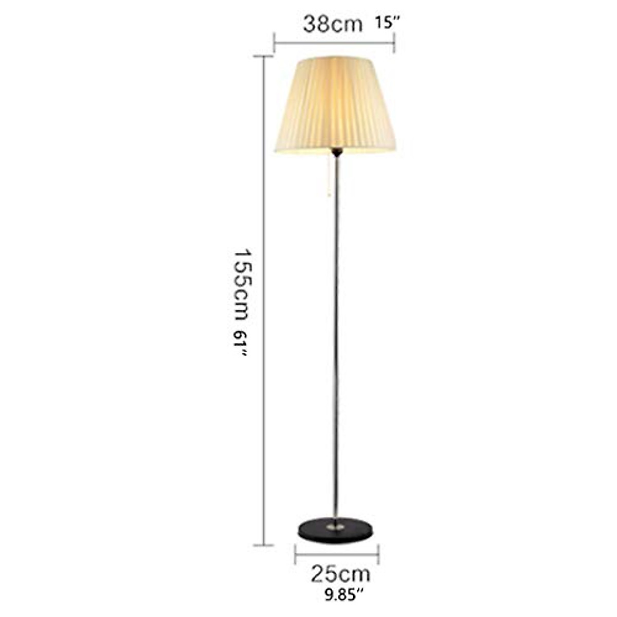 Floor Lamp LED Floor Lamp Dimmable Nordic Simple Metal Vertical Floor Lamp Fabric Lampshade Study Bedroom Living Room Floor Lamp Standing Light (Size : Remote control switch)
