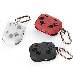 Oasiland Case Compatible with Airpods Pro (2nd Generation) and Airpods Pro (1st Generation), Gaming Controller Style Case with Key Chain Soft Silicone Protector 3D Fashion Cartoon (Black)