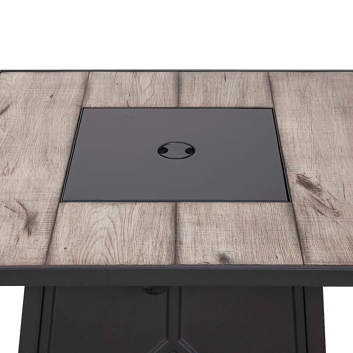 Stainless Steel Propane Fire Pit Table, 40000BTU Gas Fire Table with Weather Cover, Square Firepit Table with Steel lid for Patio Outdoor Deck Backyard, Black