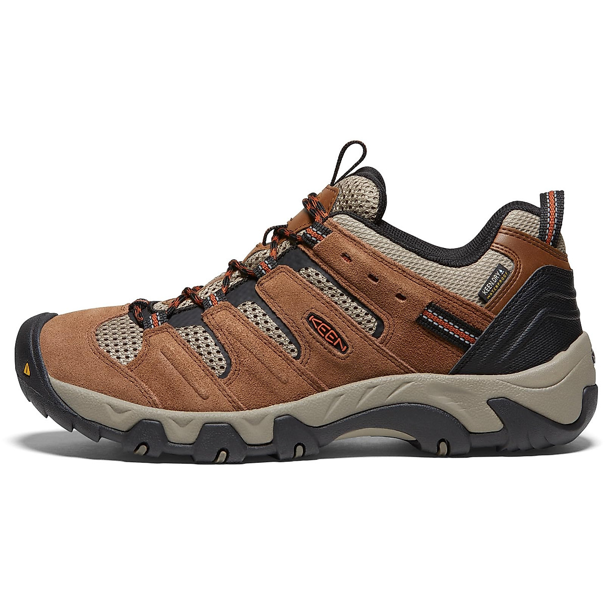 KEEN Men's Headout Low Height Waterproof All Terrain Hiking Shoes, Bison/Fossil Orange, 11