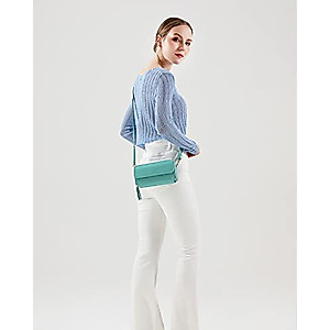 Crossbody Wallet Purse RFID Blocking CellPhone Small Shoulder Bag With Wristlet Strap For Women Ladies Girls Vegan Leather (Blue Green)