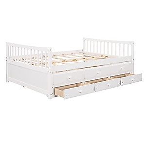 Harper & Bright Designs Full Storage Daybed with Trundle Captain’s Bed with Drawers, Wood Bed Frame for Kids Guests (Full Size, White)