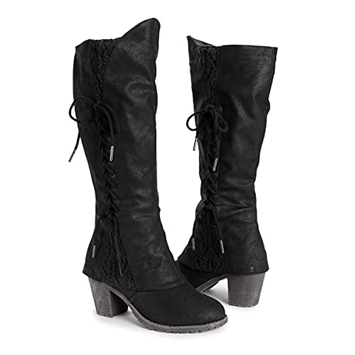 MUK LUKS Women's Lacy Leo Fashion Boots, Black, 7