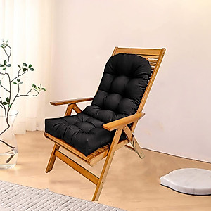 Patio Rocking Chair Cushion,Waterproof Non-Slip High Back Patio Cushions,43Inch Indoor/Outdoor Chaise Lounger Cushions (Black)