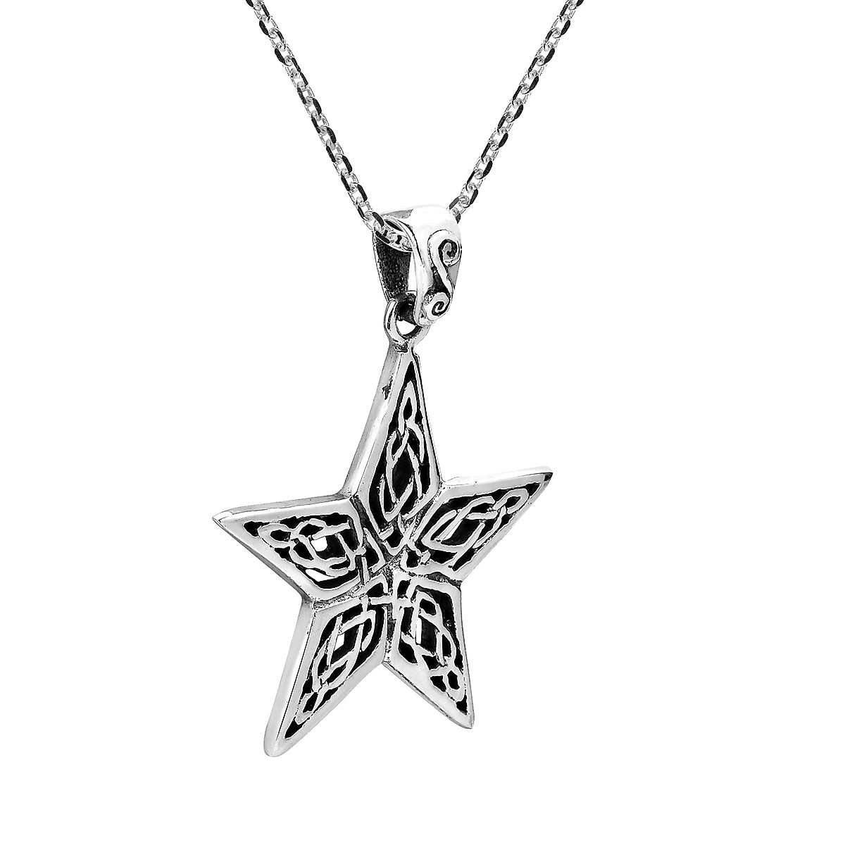 AeraVida Intricate Celtic Knot Star .925 Sterling Silver Pendant Necklace | Delicate Sterling Silver Necklace for Women | Vintage Long Necklaces for Women | Necklace Women Jewelry | Mother’s Day