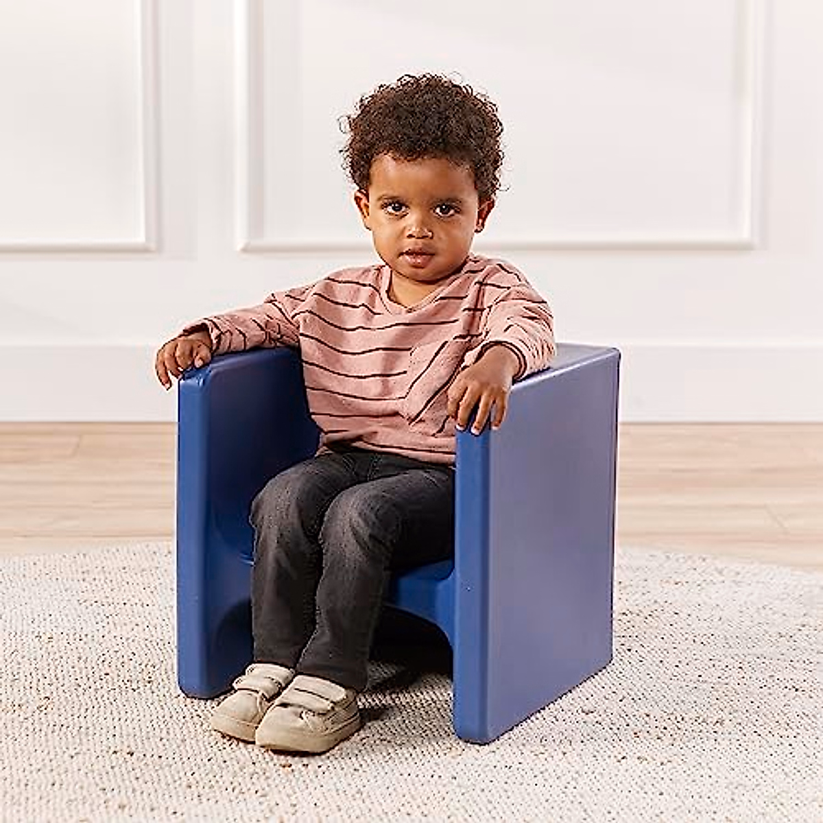 ECR4Kids Tri-Me Table and Cube Chair Set, Multipurpose Furniture, Navy, 3-Piece