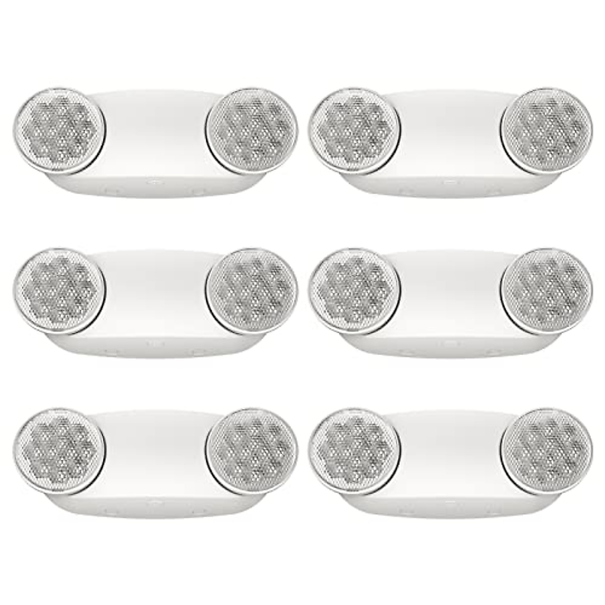 SPECTSUN Emergency Light White, Commercial Emergency Light with Battery Backup, Emergency Lighting Fixture/Emergency Light Combo/Emergency Sign Light//Emergency Light Home - 6 Pack (Round Head)