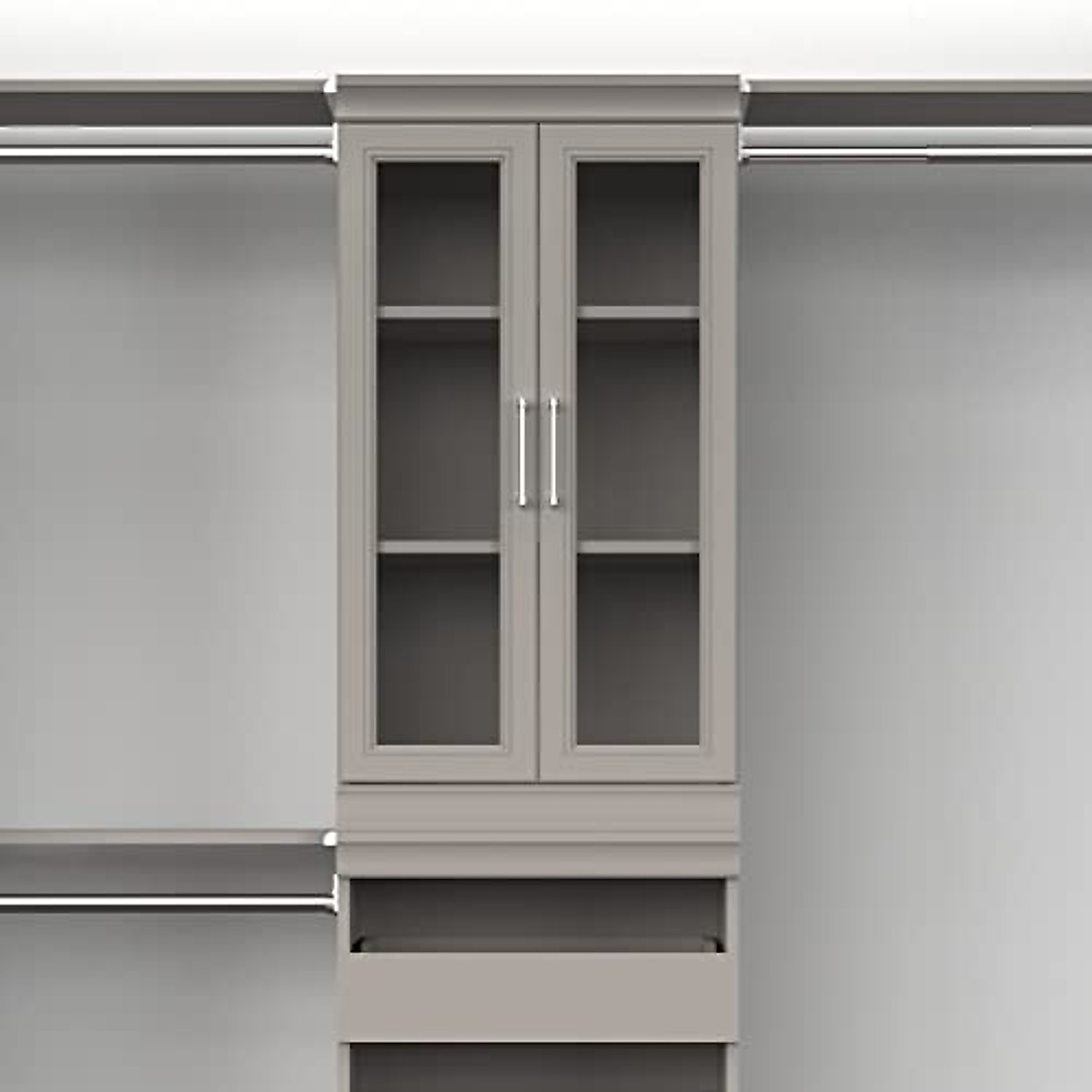 ClosetMaid Modular Storage Pair Set, 2 Glass Pane Doors, Wood Closet Organizer Shaker Style, Add On Accessory for Shelf Units, Taupe, Kit