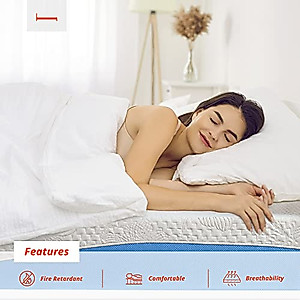 PrimaSleep Wave Gel Infused Memory Foam Mattress, 10'' H, Queen, Blue