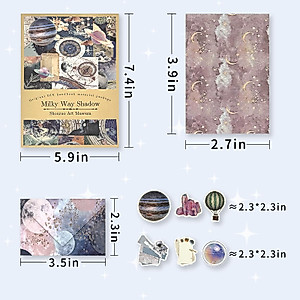 Chuchengio 100Pcs Scrapbook Craft Paper Kit for Scrapbook Journaling Supplies,Scrapbook Space Stickers Aesthetic for Scrapbooking Supplies,