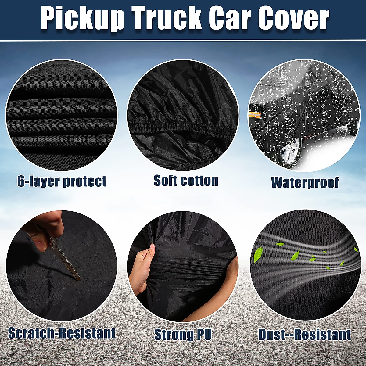 X AUTOHAUX Pickup Truck Cover for Ford F150 Regular Cab 8Ft Bed 2-Door 04-21 F350 Regular Cab 8 Foot Bed 2-Door 08-21 Outdoor Waterproof Sun Protection W/Driver Door Zipper Black