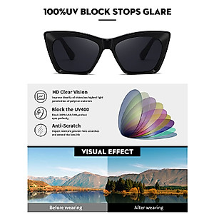 MASDUN Retro Square Cateye Sunglasses for Women Men Trendy Designer shades party dress up sunglasses (Black - Brown)