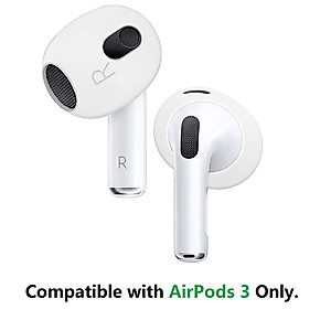BLLQ Fit in Case AirPod 3 Eartips Covers Anti-Slip Earuds Cover Silicone Compatible with AirPods 3【 Fit in The Charging Case 】 3 Pairs White 3pwa3