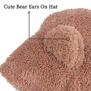 Baby Girls Boys Winter Warm Scarf Hat Kids Thick Earflap Hood Cap with Ear 6M-7T (Khaki,S)