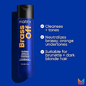 Matrix Brass Off Blue Shampoo and Nourishing Conditioner Set | Moisturize, Tone & Neutralize Brassy Hair | For Color Treated | For Bleached Hair | For Brunettes & Dark Blondes