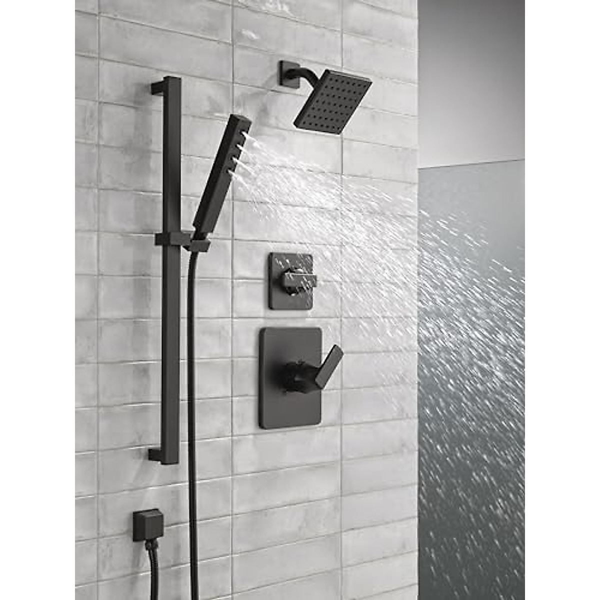 Delta Faucet Single-Spray H2Okinetic Slide Bar Hand Held Shower with Hose, Black Handheld Shower Head, Slide Bar Hand Shower, Handheld Shower, Detachable Shower Head, Matte Black 51567-BL