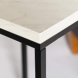 Walker Edison Modern Open Square Wood Side End Accent Table Living Room Storage Small End Table, 16 Inch, Marble