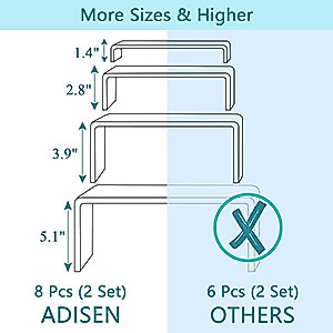 ADISEN Acrylic Risers for Display, Clear Acrylic Riser Display Stands, 8 Pcs Acrylic Display Risers for Show Funko Pop Figures, Cupcake, Jewelry, Candle, Toys, Perfume and More