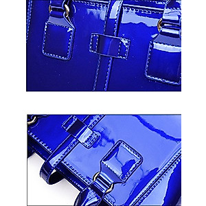 Yan Show Women's New Zipper Bag 3PCS Handbags Patent Leather Fashion Shoulder Bag Large Capacity Handbag, Blue