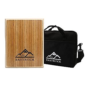 EastRock Travel Cajon Box Drum Flat Hand Drum Portable Wood Percussion Instrument with Adjustable Strings Carrying Bag