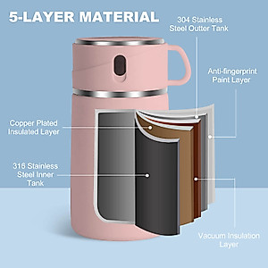 Moffeio Insulated Food Jar, 27oz Soup Thermos Stainless Steel Vacuum Insulated Food Containers for Hot Food with Spoon (Black)