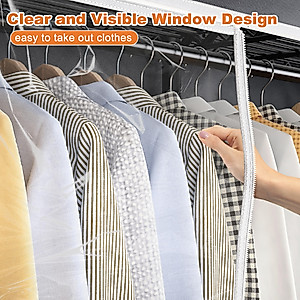 Raybee Garment Rack Cover Only, Fabric Clothing Rack Cover with Zipper, Clothes Rack Cover with PVC Clear Window & 8 Side Storage Pockets, Garment Rack Cover Only 76.7" W X 75.1" H X 17.9" D(Large)
