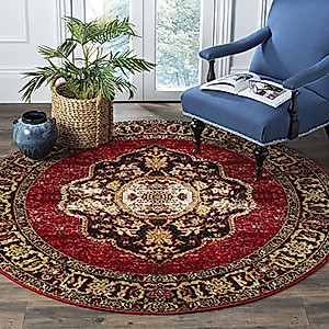 SAFAVIEH Vintage Hamadan Collection 3' Round Red / Multi VTH219A Oriental Traditional Persian Non-Shedding Dining Room Entryway Foyer Living Room Bedroom Area Rug