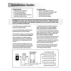 12V LED Hardwire Kitchen Light Kit Dimmable LED System Included Pure White 4000K Pro Series Panels Ambient LED Lighting 40W Magnitude Electronic Dimmable Transformer