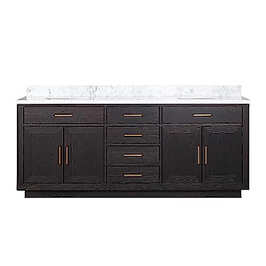 Bell+Modern Shelter 80 in W x 22 in D Black Oak Double Bath Vanity and Carrara Marble Top