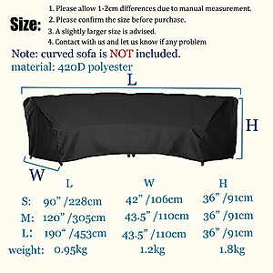 J&C Curved Sofa Cover Outdoor Furniture Covers Waterproof Curved Furniture Cover Heavy Duty Patio Furniture Covers Extra Large U Shaped Sectional Furniture Cover for Winter Lawn Garden