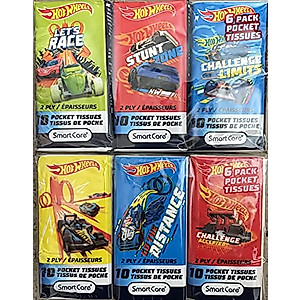 SmartCare Hot Wheels Facial Tissue in Portable Pocket Value Set for Kids Girls Boys Teens Women Men (12)