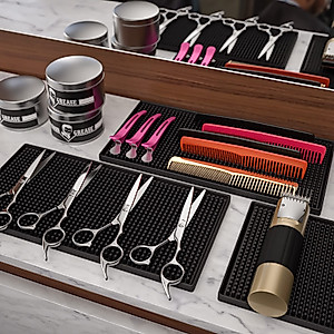 Noverlife 2PCS Barber Work Station Mat for Salon, Flexible PVC Heavy Duty Antiskid Rubber Mat for Stations, Service Mat Cushion for Bar, Heat-Resistant Pad Tools for Styling Hair Dryers Hair Trimmers