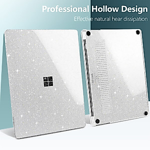TWOLSKOO Case for 13.5" Microsoft Surface Laptop 5/4/3 with Alcantara Palm Rest Model 1950/1958/1867/1769, Protective Plastic Hard Shell & Keyboard Cover & Screen Protector & Dust Plugs, Star Clear