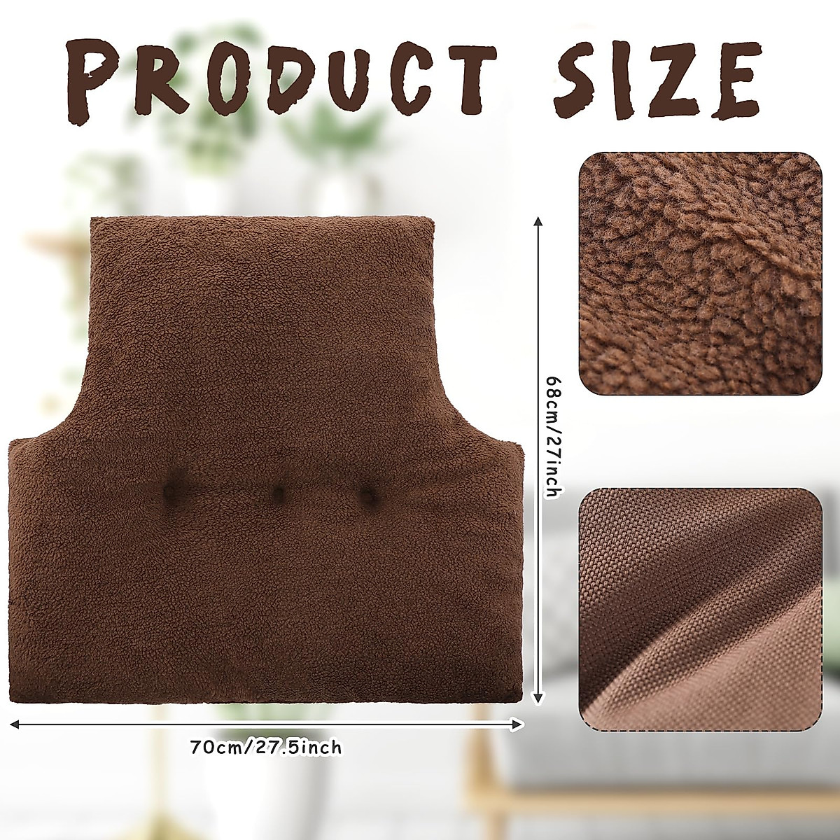 Weysat Fleece Back Support Pillow for Recliners, Chair Cushion Lumbar Support Reading Corner Pillow for Office Couch Sofa Low Back Pain Relief Rest(Brown)