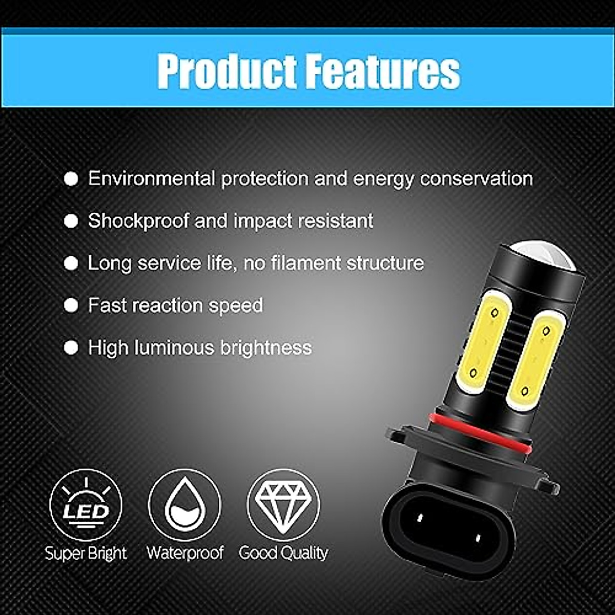 Jawmoy 2 PCS Car LED Front Fog Lights, 9005 Ultra-Clear High-light Light Replace Bulbs, 7.5W COB 6000K Headlights, Universal for Most Cars (Blue)