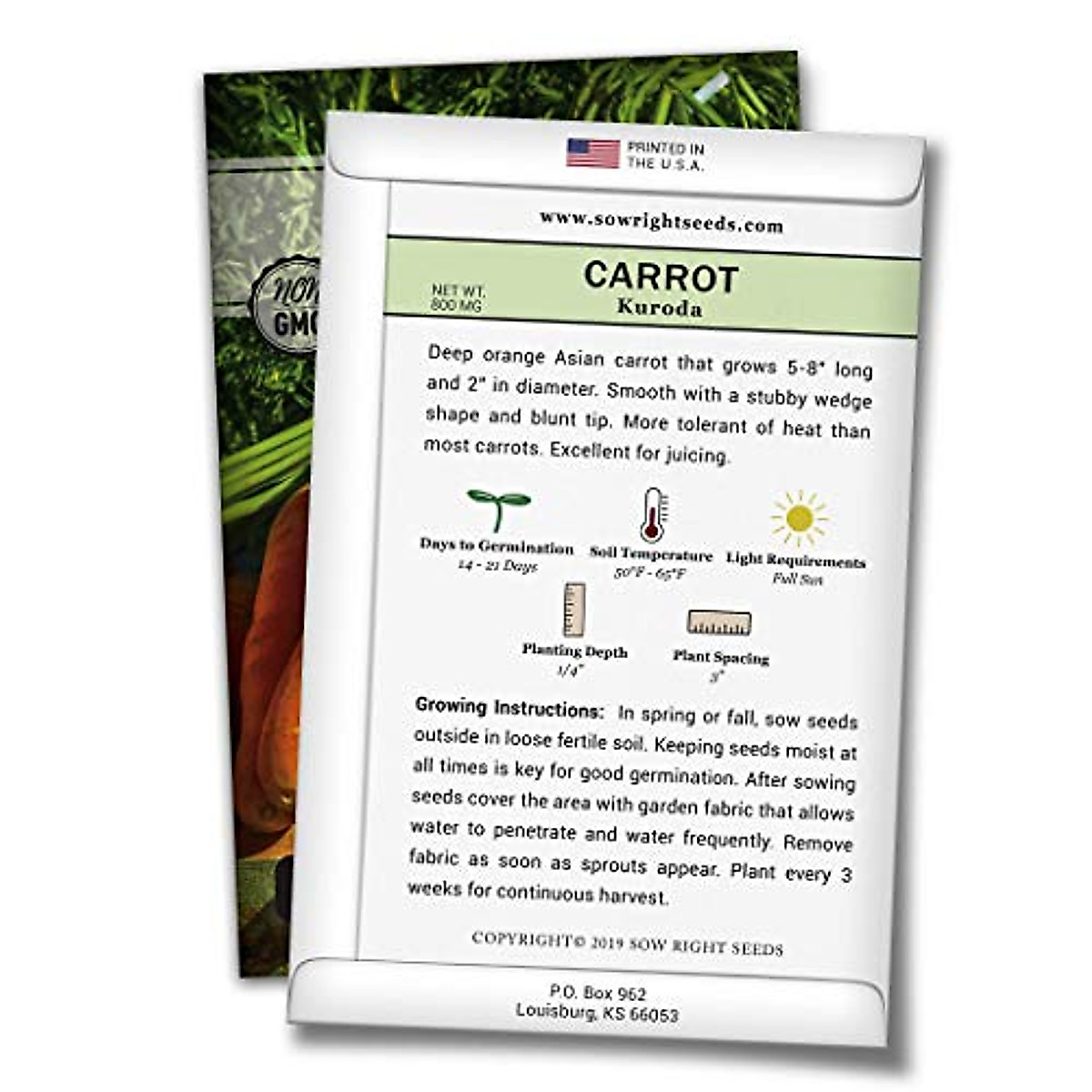 Sow Right Seeds - Kuroda Carrot Seed for Planting - Non-GMO Heirloom Packet with Instructions to Plant a Home Vegetable Garden, Great Gardening Gift (1)