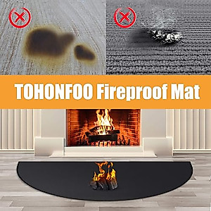 TOHONFOO Hearth Rugs for Fireplaces Fire Resistant, 42 x 24 inches Fireproof Fireplace Mat Hearth Area Rug, Fire Retardant Hearth Pad for Wood Stove Fireplace Indoor & Outdoor - Black, 1mm
