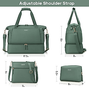 Travel Duffel Bag for Women, Gym Backpack Bag for Women with USB Charging Port, Weekender Bag for Women with Shoe Compartment, Carry On Overnight Tote Bag, Sports Bag for Travel,Workout (3Pcs Set)