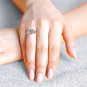 10K Solid Yellow Gold Handmade Engagement Ring 4 CT Emerald And Heart Cut Moissanite Diamond Solitaire Wedding/Bridal Ring for Womens/Her Propose Ring Set (9)