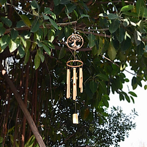 XINRUI Bamboo Wind Chimes, Tree of Life Wooden Wind Chime Kit Natural Decor Music Soothing Wind Bell Hanger Wind Chime Tubes Clearance Gifts for Garden, Outdoor, Outside, Patio and Home(34.5 inches)