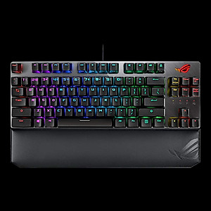 ASUS ROG Strix Scope TKL Deluxe 80% RGB Gaming Mechanical Keyboard, Cherry MX Red Switches, ABS Keycaps, Detachable Cable, Wider Ctrl Key, Stealth Key, Wrist Rest, Macro Support-Black (Renewed)